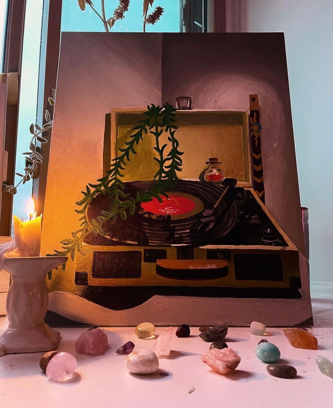 Vinyl Record Player Acrylic Painting on Canvas - Etsy