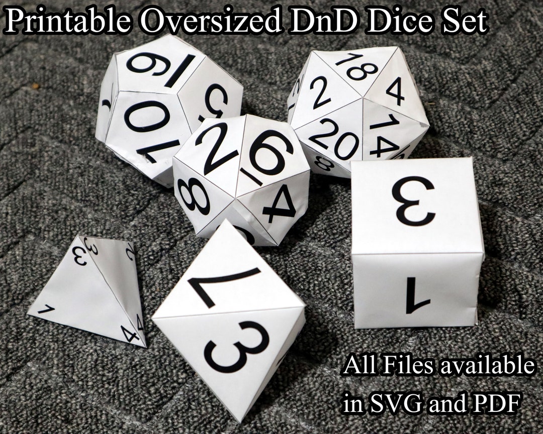 Printable Oversized Dice Set, Dnd Dice, Download Available in PDF, DXF ...