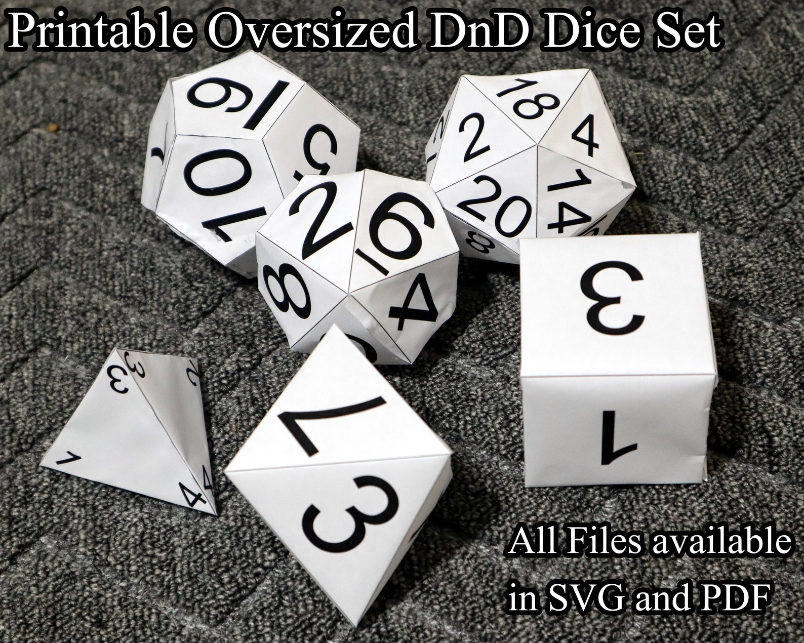Printable Oversized Dice Set, Dnd Dice, Download Available in PDF, DXF ...