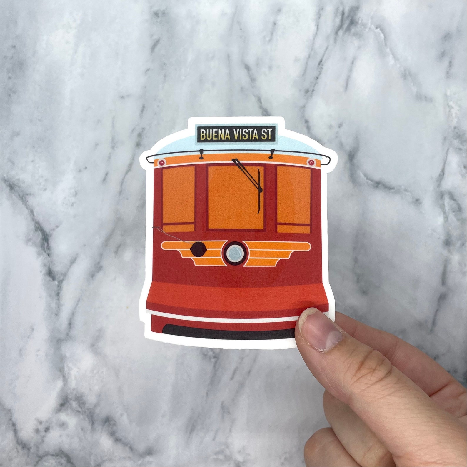 Red Car Trolley Sticker - Etsy