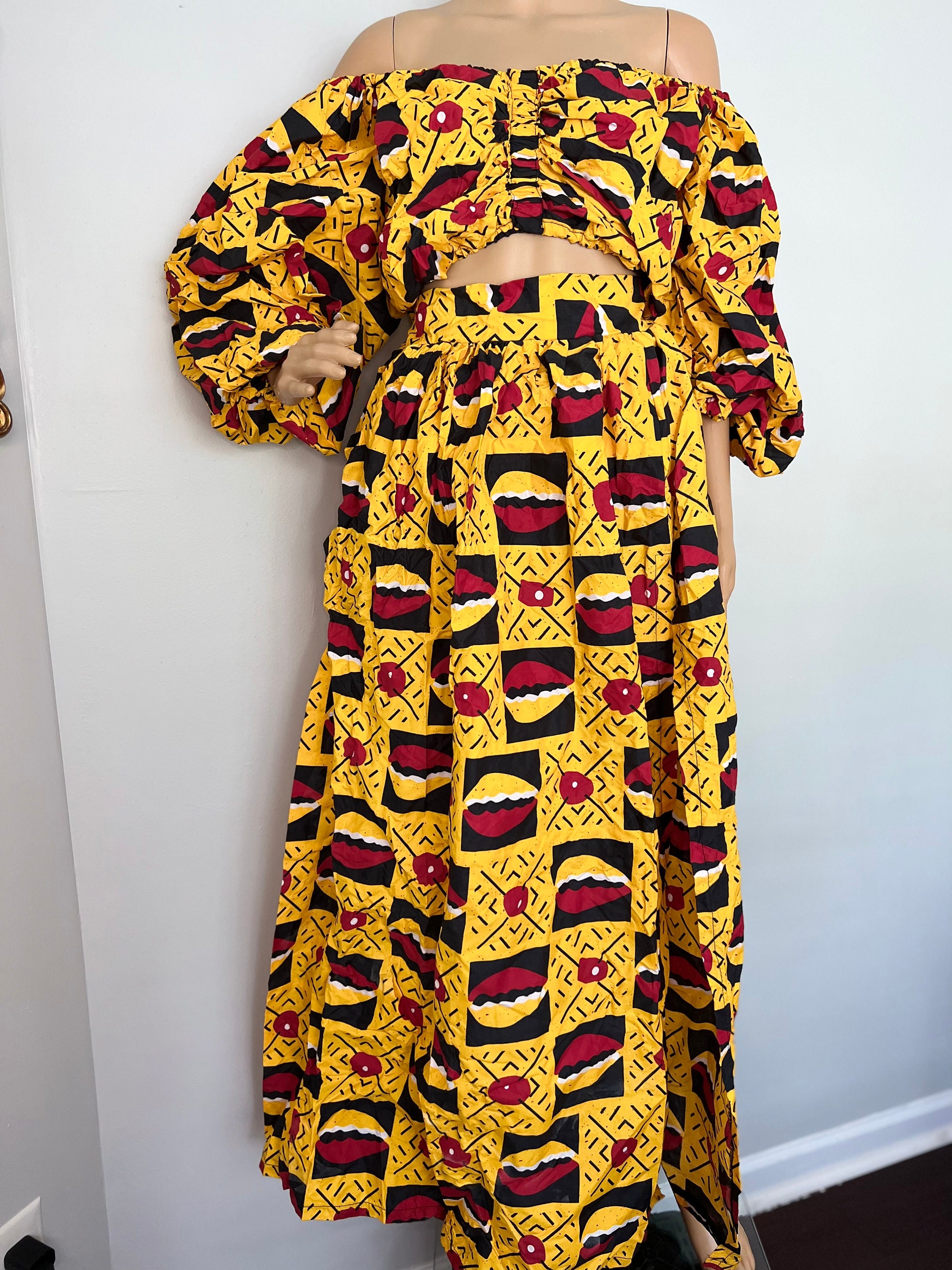 African Women Suit African Two Piece Skirt With Top African Skirt