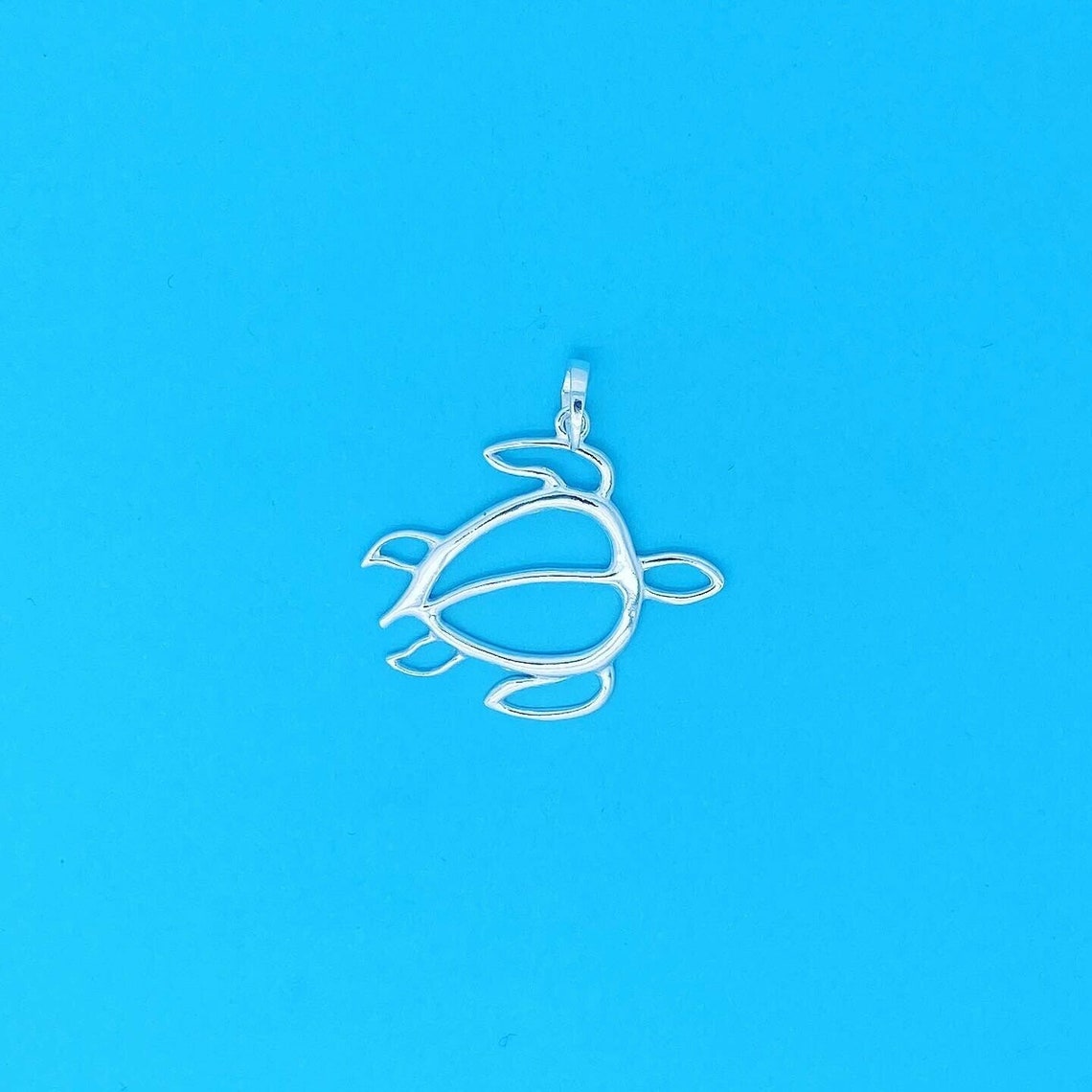 Genuine 925 Sterling Silver Flat Cut Out Turtle Pendant - Etsy