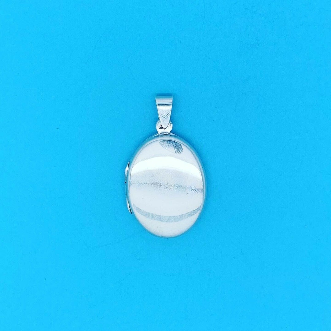 Genuine 925 Sterling Silver Pendant Plain Polished Oval Opening Locket ...