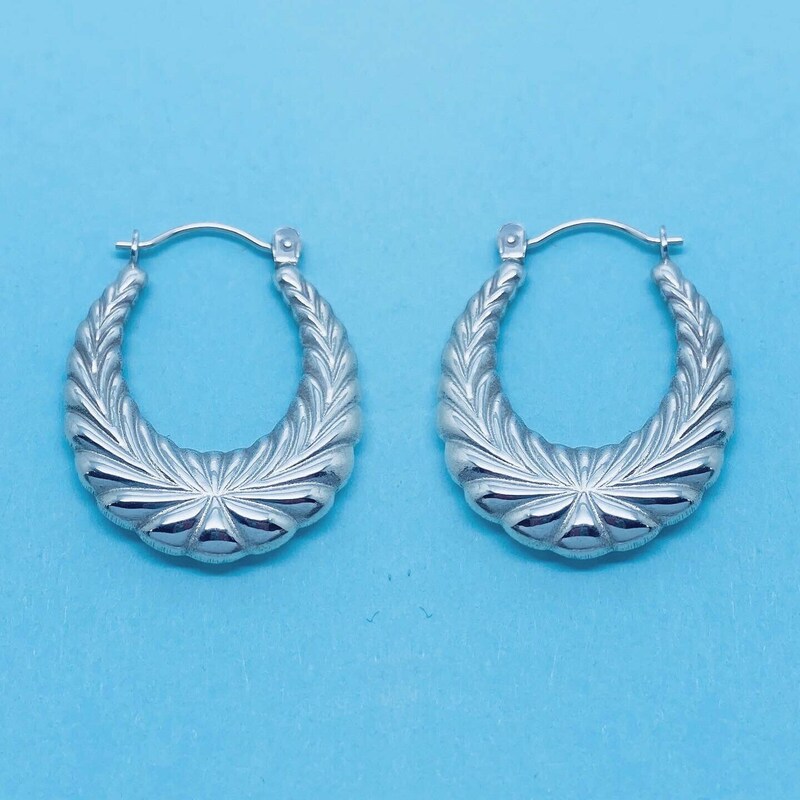 Embossed Silver Hoop - Etsy