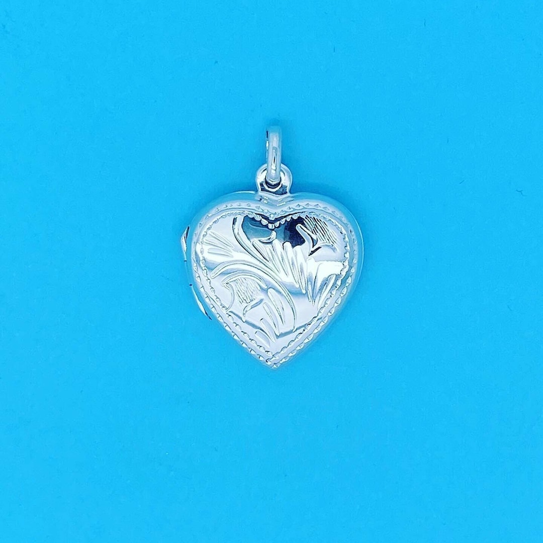 Genuine 925 Sterling Silver Small Heart Locket Pendant With Engraved ...