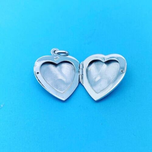 Genuine 925 Sterling Silver 15mm Heart Locket Pendant With Half ...