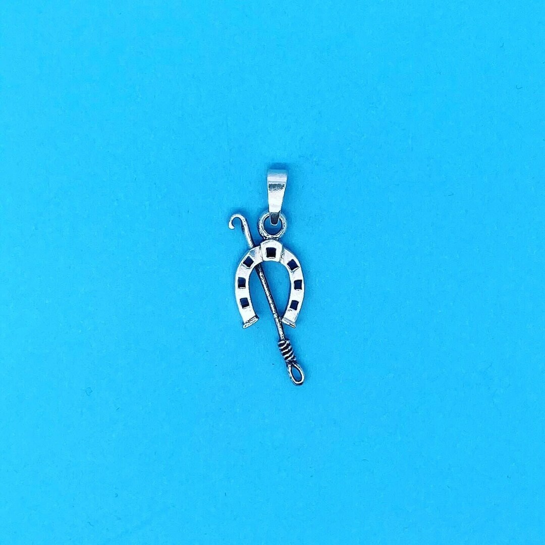 Genuine 925 Sterling Silver Horseshoe and Riding Crop Charm / Pendant ...