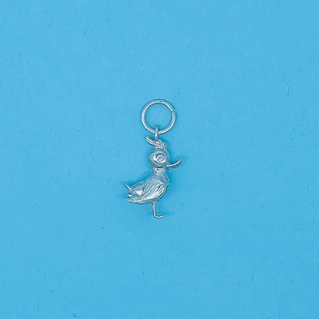 Genuine 925 Sterling Silver Cute Duck Charm / Pendant With Movable ...