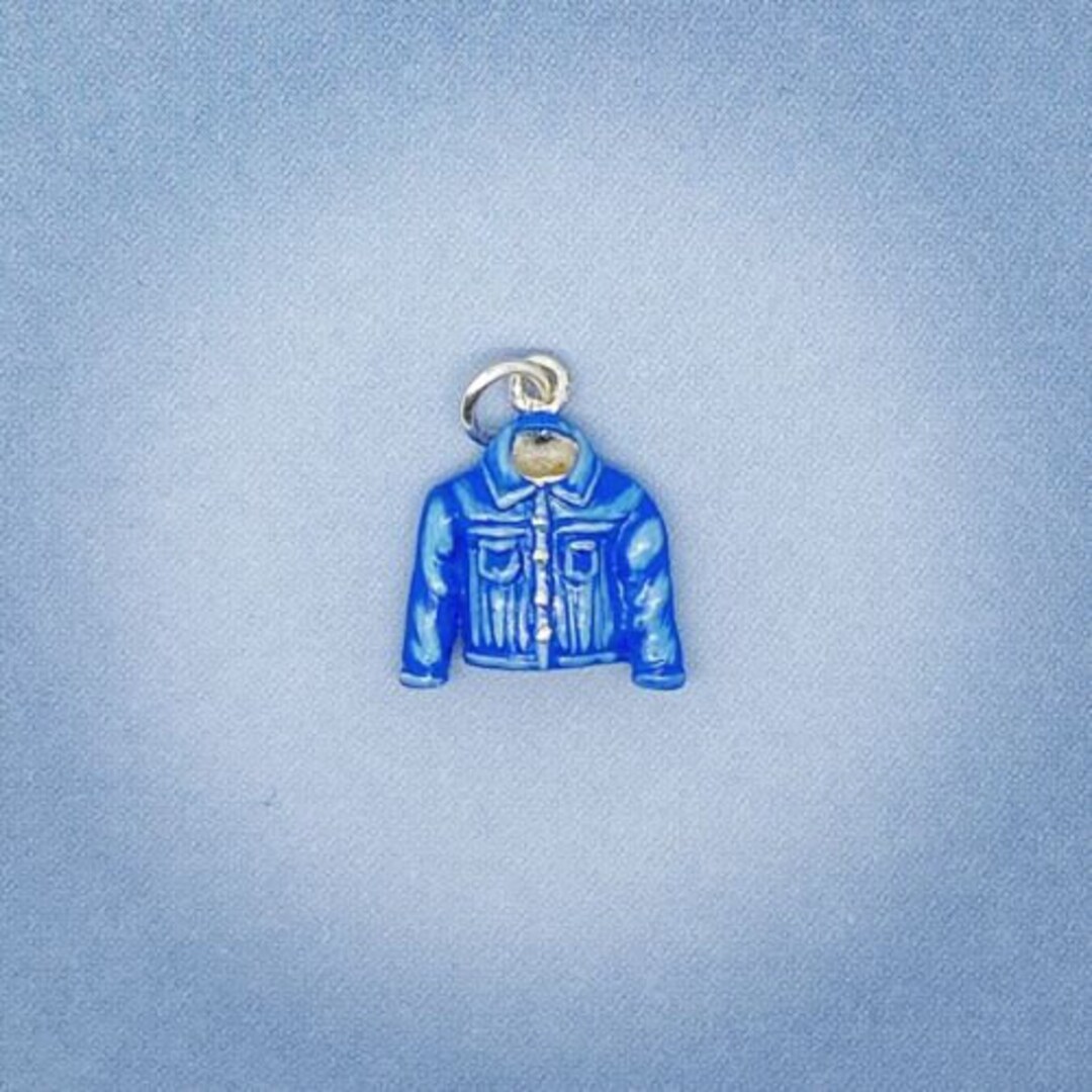 Genuine 925 Sterling Silver Painted Blue Denim Jacket Charm - Etsy