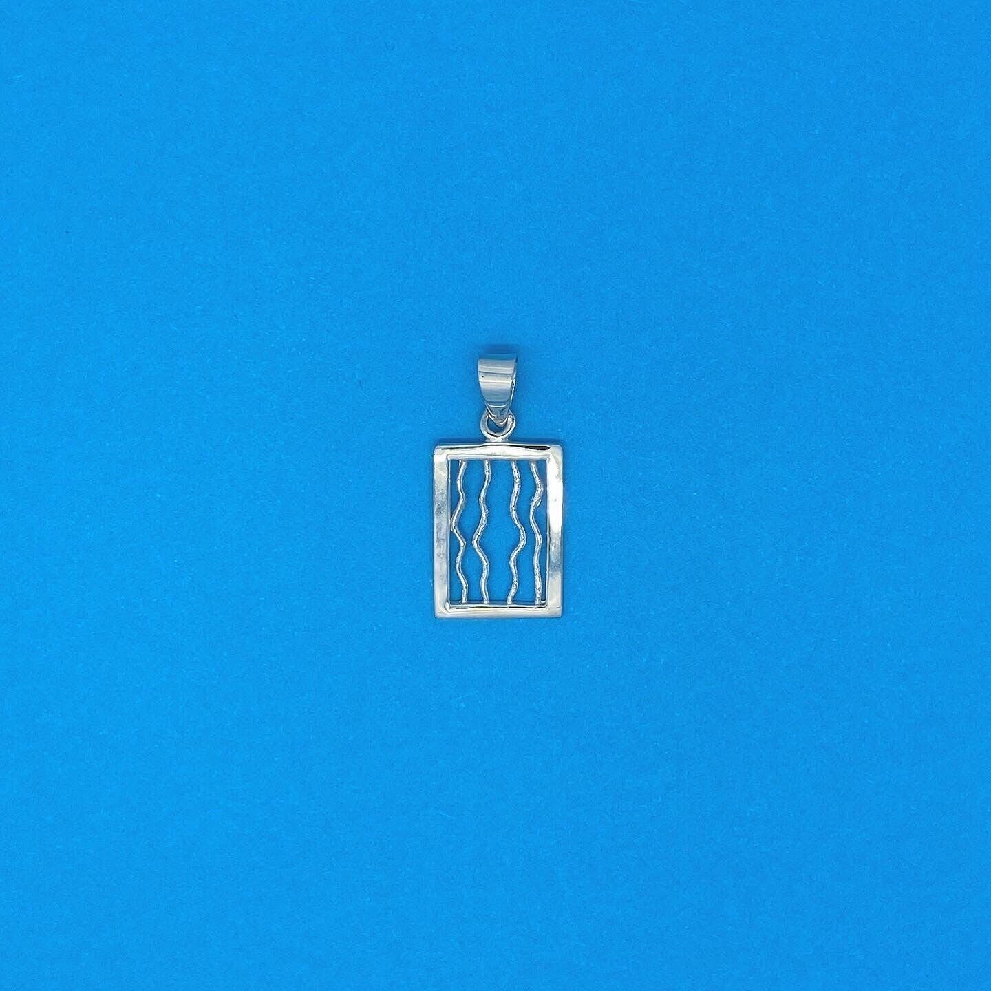 Genuine 925 Sterling Silver Rectangle Pendant With Wiggly Bars - Etsy UK