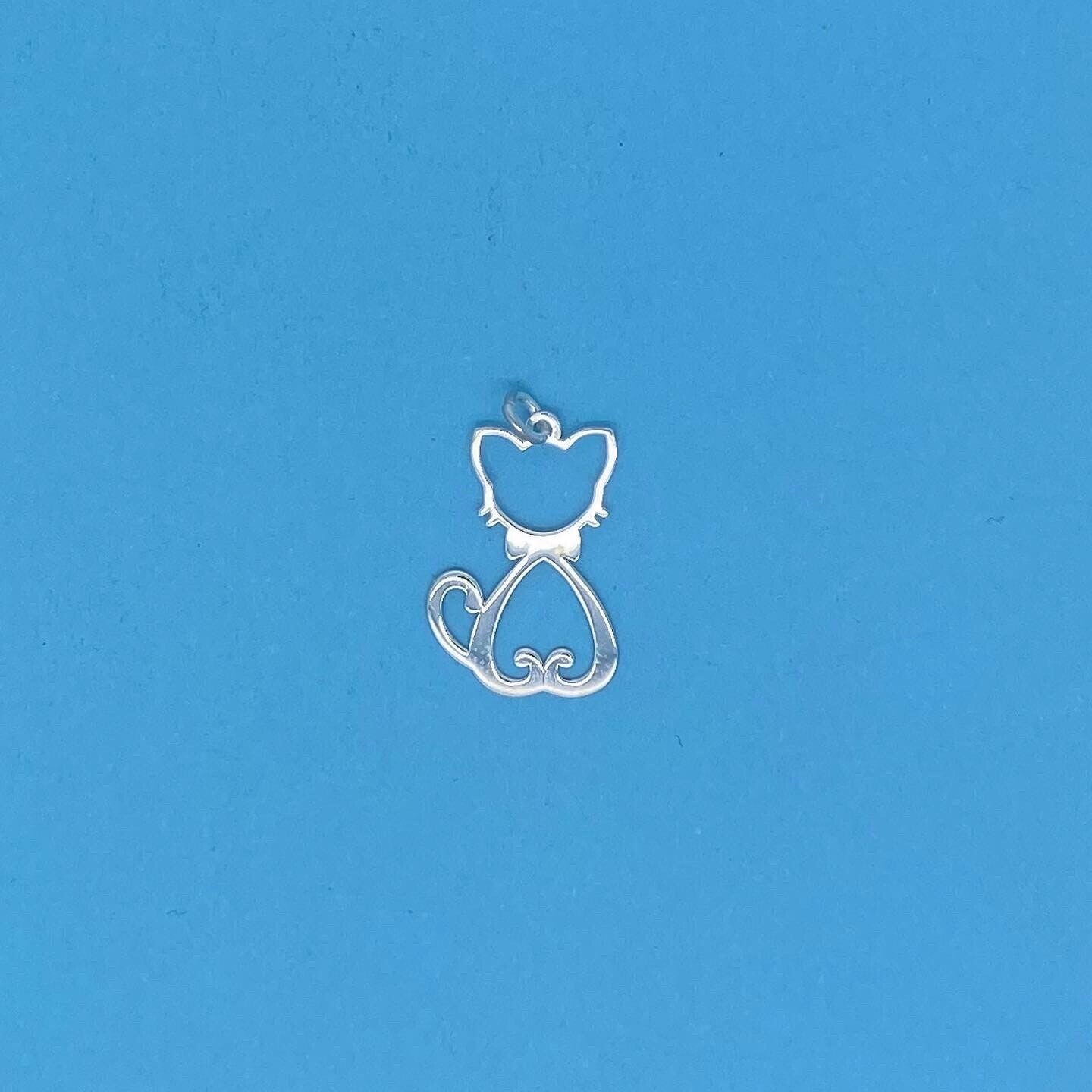 Genuine 925 Sterling Silver Flat Cut Out Cute Cat Charm - Etsy