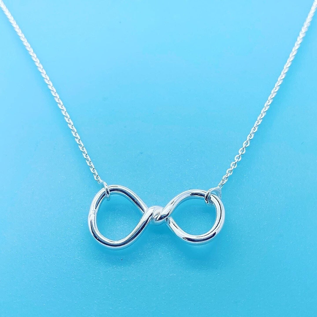Genuine 925 Sterling Silver Infinity Sign Figure Eight Pendant on 17 ...