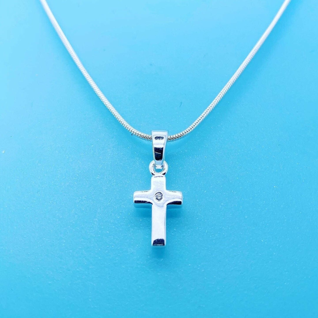 Genuine 925 Sterling Silver Jesus Cross Pendant W/ Real Diamond & Snake ...