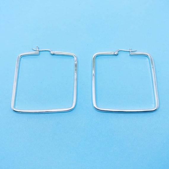 JewellerySalesShop Genuine 925 Sterling Silver Square Creole Hoop Earrings Sizes Available