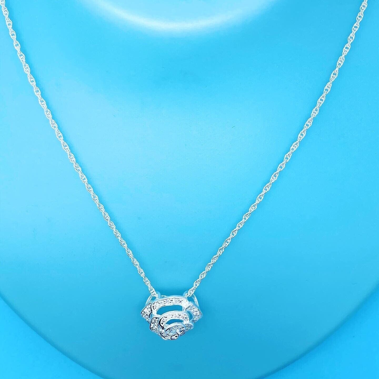 Genuine 925 Sterling Silver Thread Through Rose Pendant Set With ...