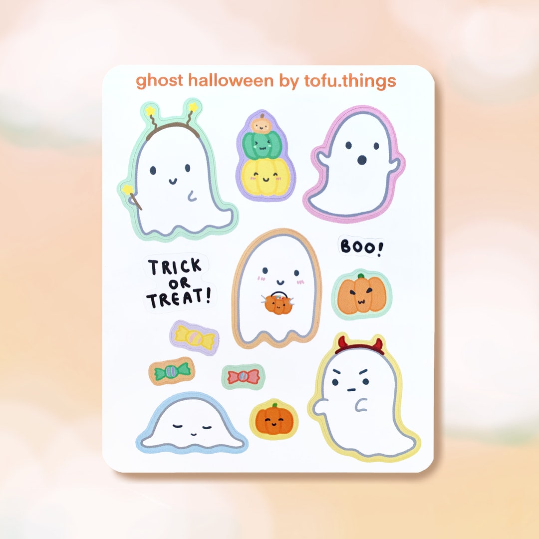 Cute Ghost Sticker Sheet / Ghosties for Halloween / Spooky Stickers ...