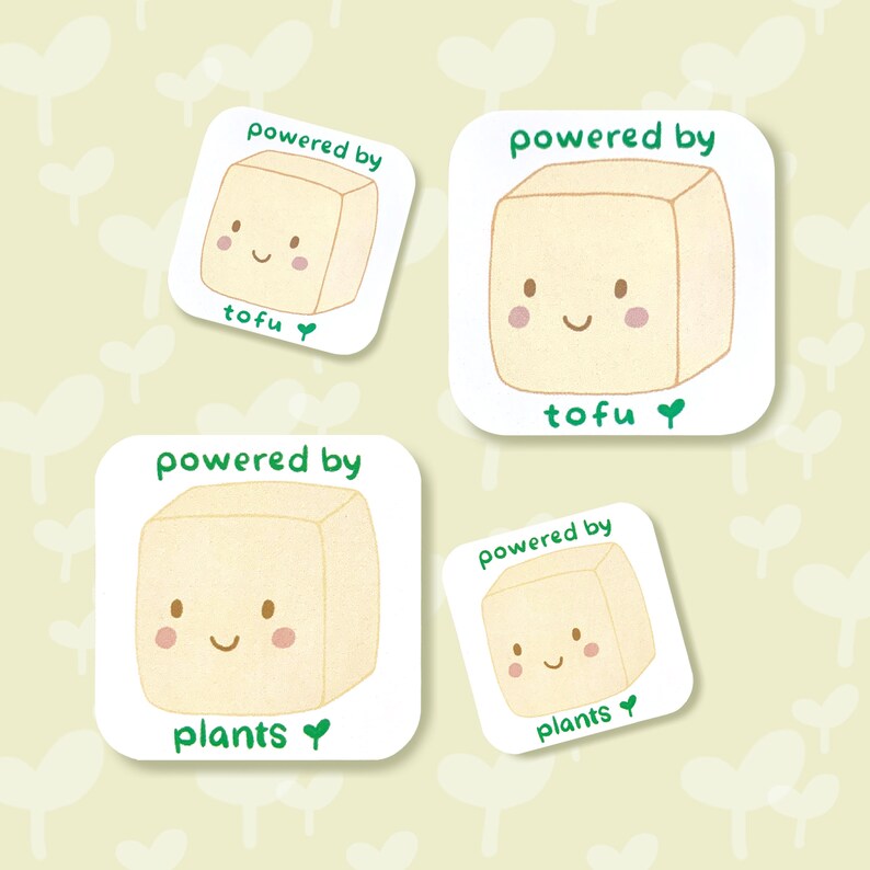 Powered by Plants Sticker / Powered by Tofu / Tofu Sticker / | Etsy