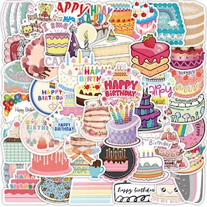 Happy Birthday Stickers, Birthday Stickers, Happy Birthday Decals ...