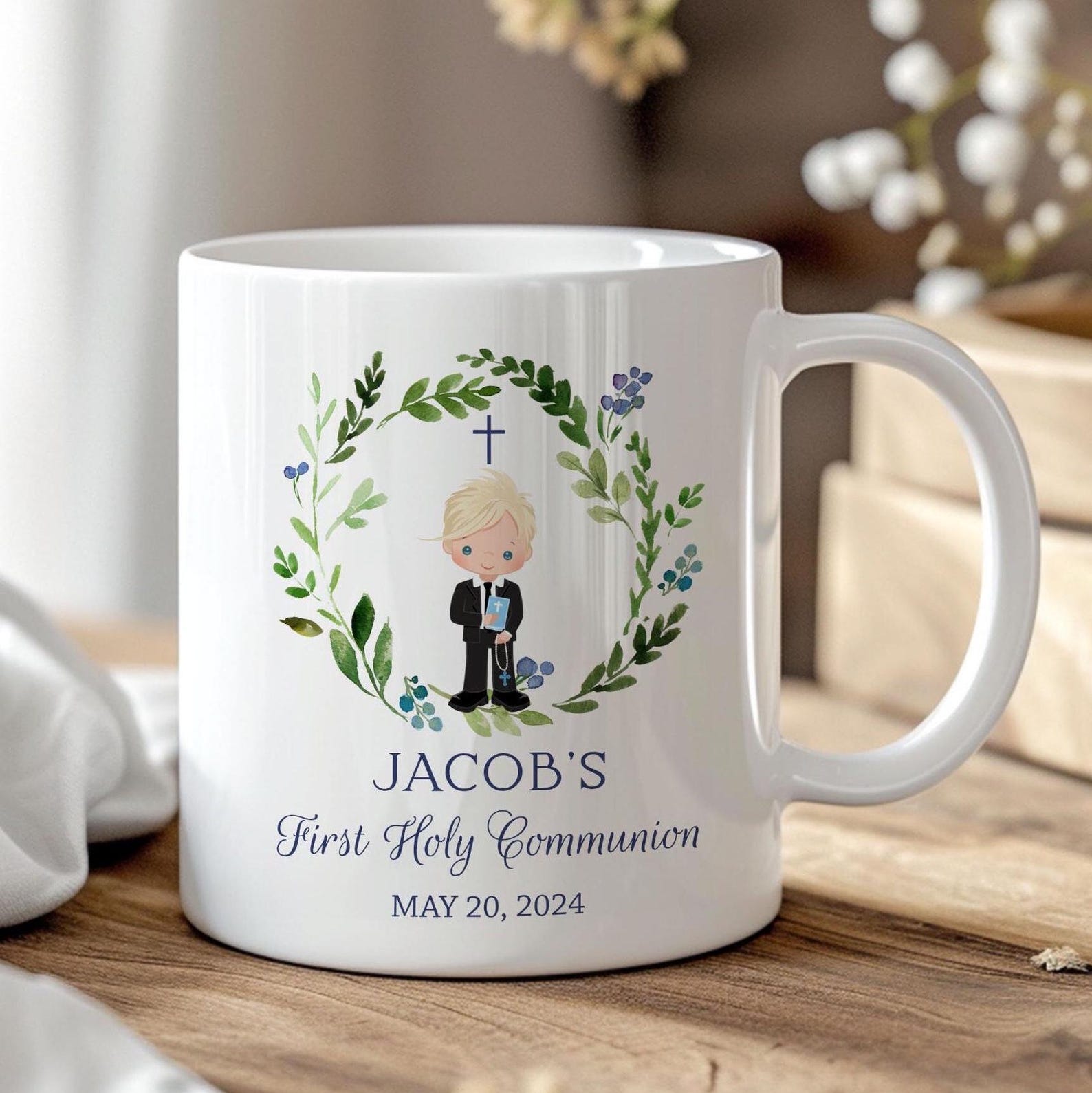Personalized First Holy Communion Mug Favors, Boy First Communion ...