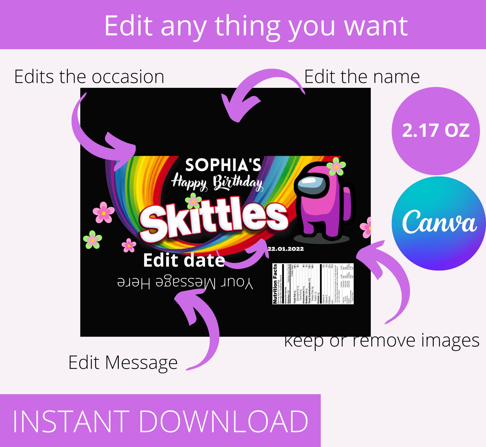 Among Us Birthday, Among Us Party, Skittles Wrapper Template, Skittles ...