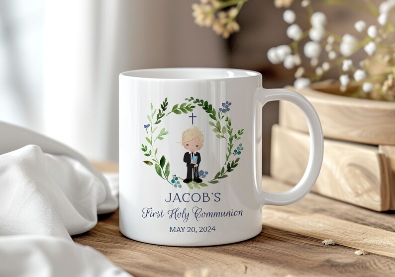 Personalized First Holy Communion Mug Favors, Boy First Communion ...