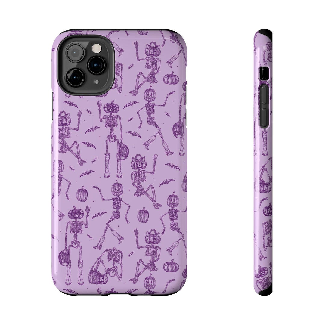 Purple Sills Skeleton Line Drawing Tough Phone Case, Halloween Skeleton ...