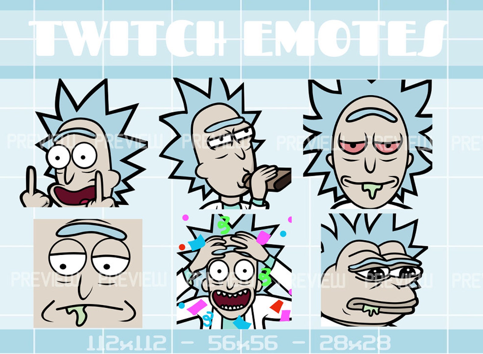 Twitch Emotes - Rick - Etsy