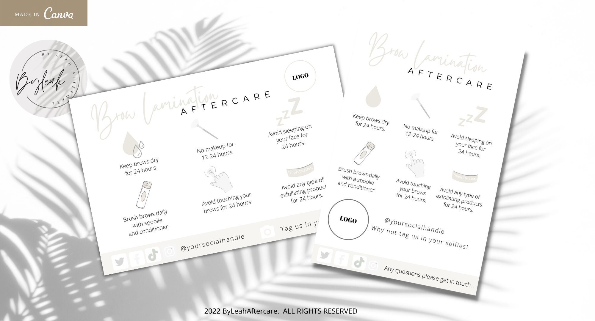 Editable Aftercare Cards, Aftercare Instructions, Brow Lamination ...