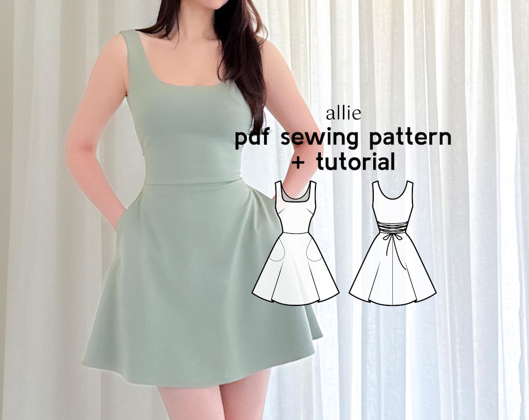Allie Lace-up Back Dress Sewing Pattern (PDF Digital Download): US ...