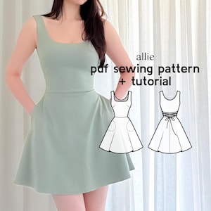 Allie Lace-up Back Dress Sewing Pattern (PDF Digital Download): US ...