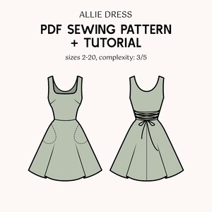 Allie Lace-up Back Dress Sewing Pattern (PDF Digital Download): US ...