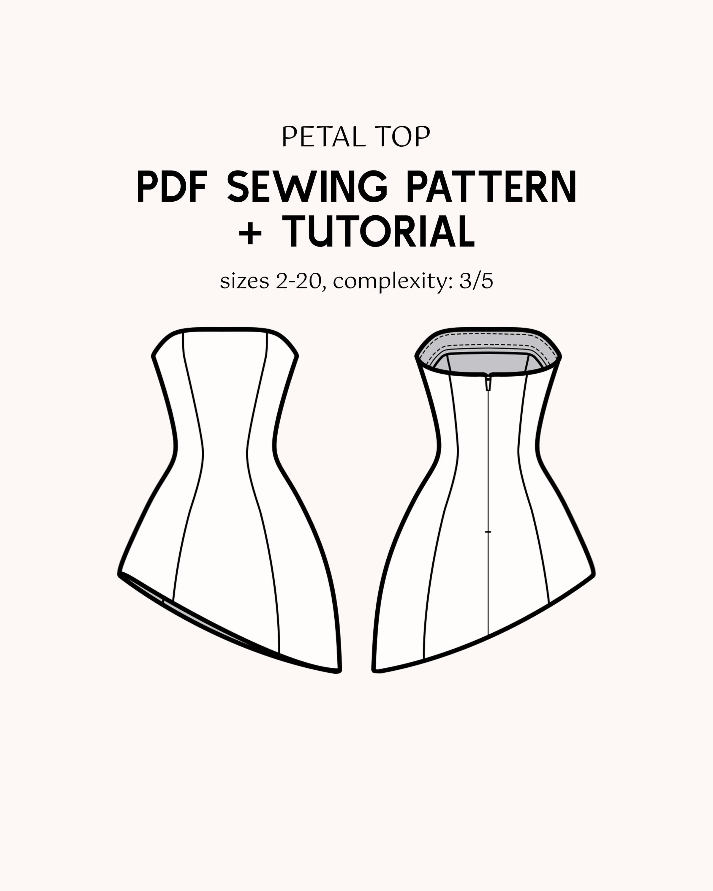 Petal Strapless Top Sewing Pattern: Oversized Silhouette (PDF Download ...