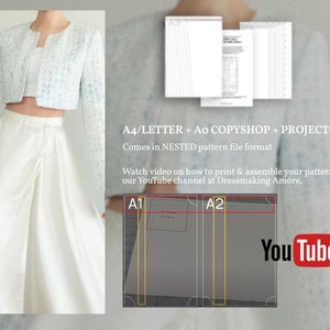 Gabbie Cropped Tweed Jacket PDF Sewing Pattern - US Sizes 2-20 - PDF ...