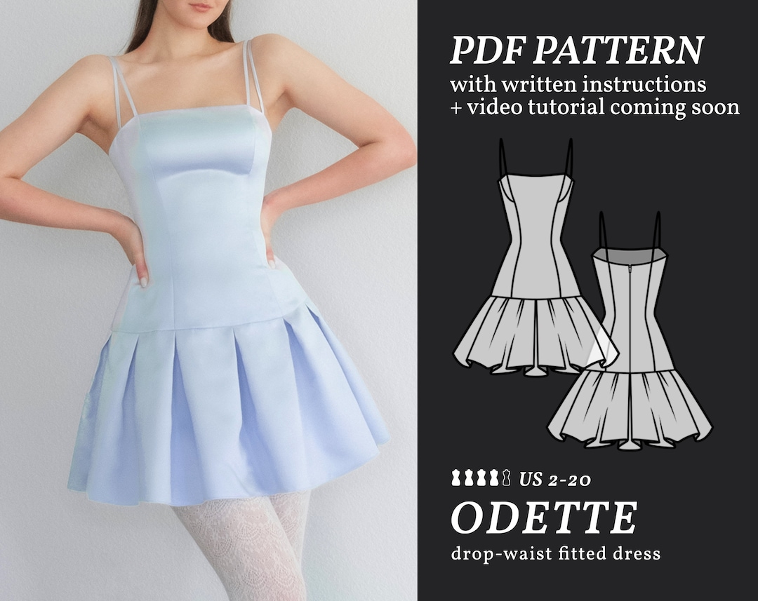 ODETTE Drop-waist Dress Dress Digital Sewing Pattern 2-20 PDF Sewing ...