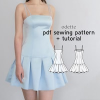 A Line Mini Dress Pattern: Adjustable Straps, Lining Options (PDF ...