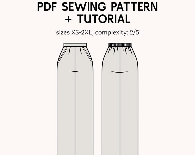Wide Leg Palazzo Pants Sewing Pattern: High-waist (PDF Pattern) - Etsy