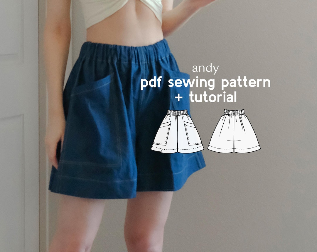 High Waist Wide Leg Shorts Sewing Pattern: Andy Design (PDF Download ...