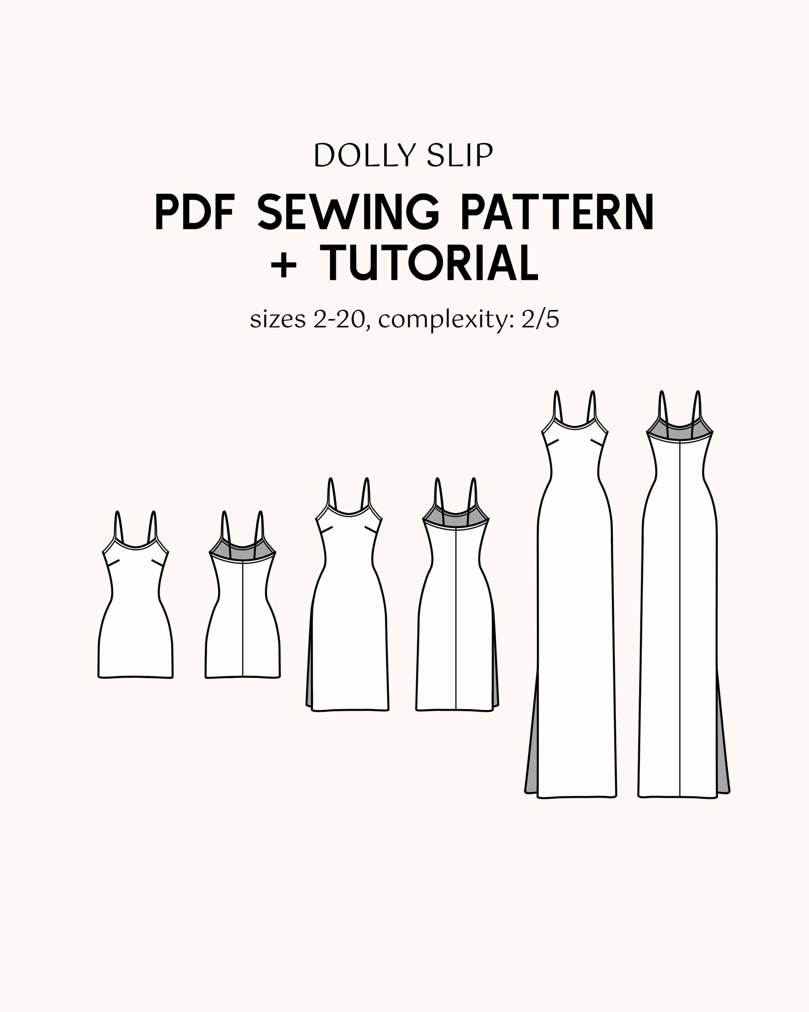 Fitted Slip Dress Sewing Pattern: Dolly Stretch Knit, US Sizes 2-20 ...