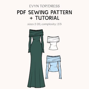 Off-shoulder Drape Top/dress Sewing Pattern: Evyn Design (PDF Pattern ...