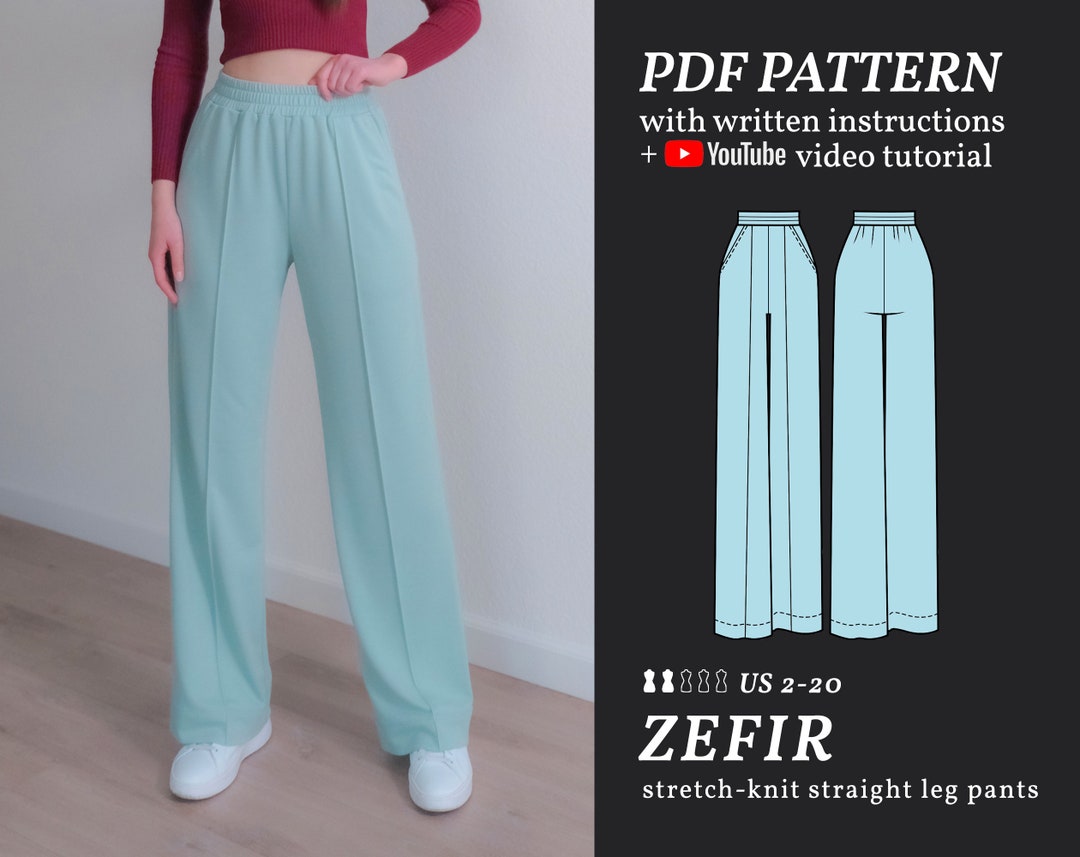 PDF Sewing Pattern of Straight Leg High Waisted Pants, Zefir Digital ...