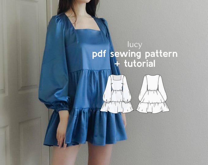 Pdf Digital Sewing Pattern for Babydoll Ruffle Dress Pattern Women ...
