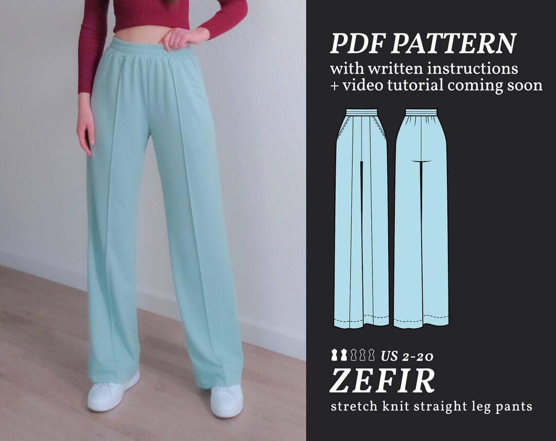PDF Sewing Pattern of Straight Leg High Waisted Pants Zefir - Etsy Canada
