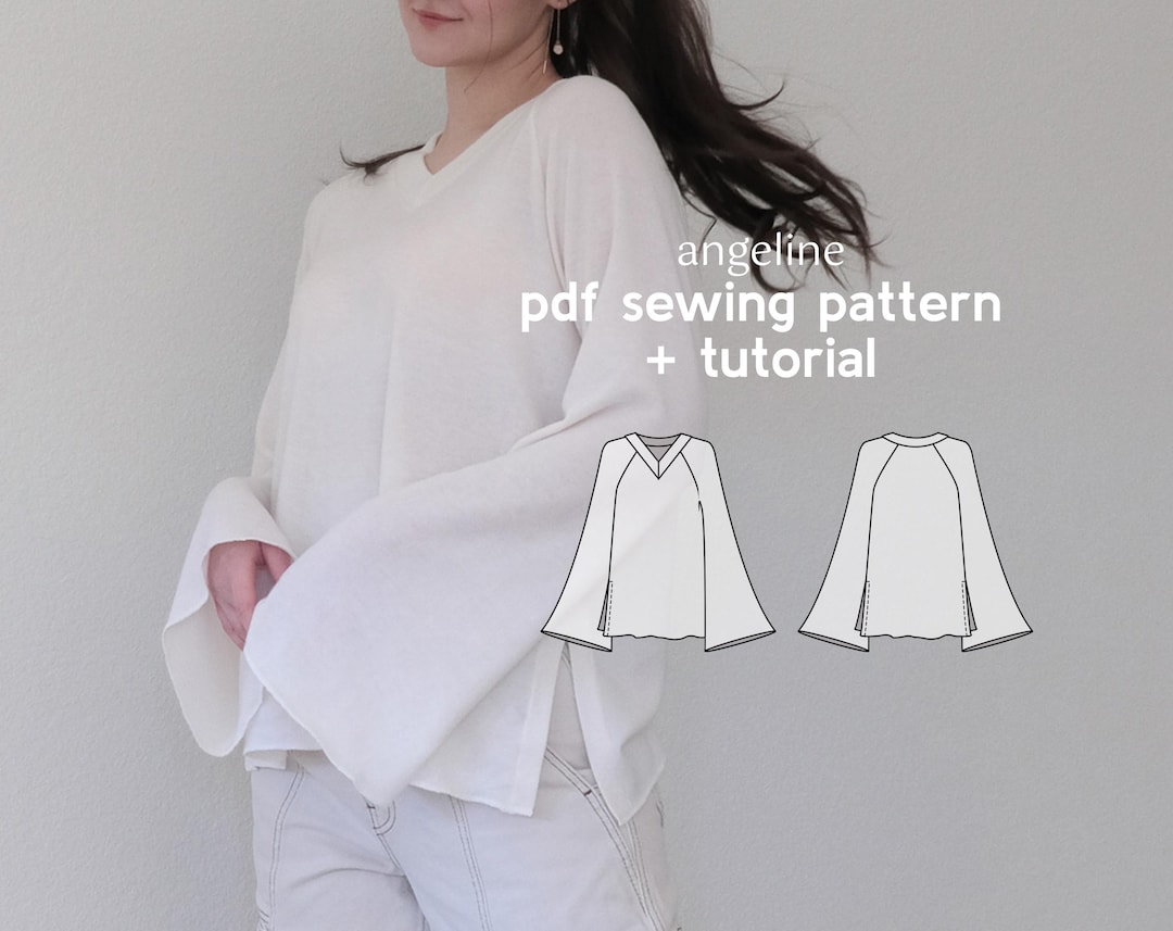 Bell Sleeve Top Sewing Pattern: Angeline, US Sizes 2-20 (PDF Download ...