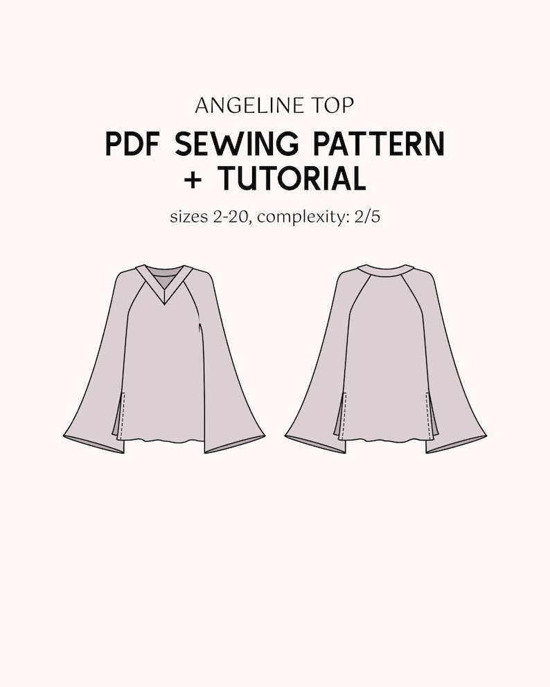 Bell Sleeve Top Sewing Pattern: Angeline, US Sizes 2-20 (PDF Download ...