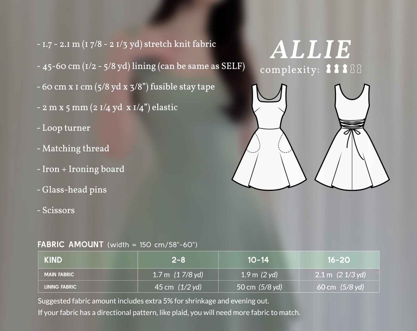 Allie Lace-up Back Dress Sewing Pattern (PDF Digital Download): US ...