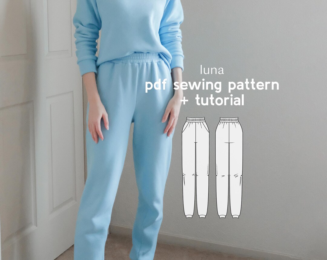 Luna High Waist Sweatpants PDF Sewing Pattern - US Sizes Xs-4xl - PDF ...