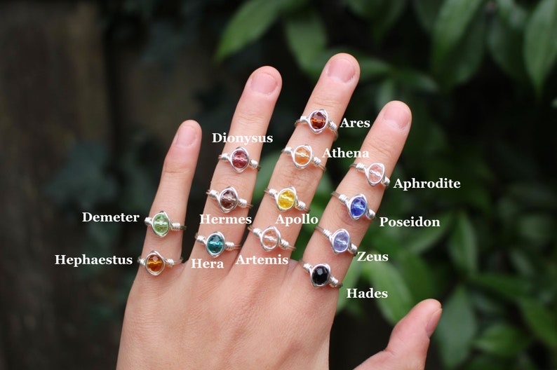 Greek God/goddess Wire Rings - Glass Beads - Dainty Rings - Godly ...