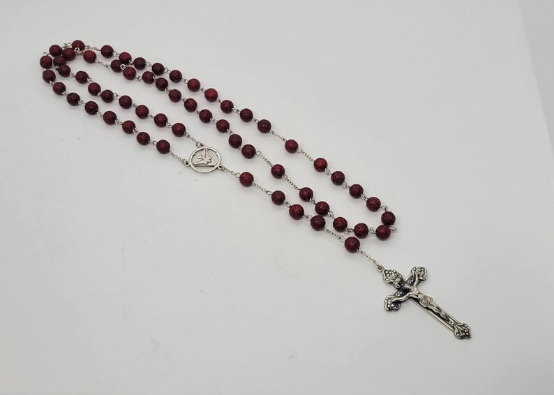 Creed Sterling Silver Rosary Red Stone Beads Prayer Beads - Etsy
