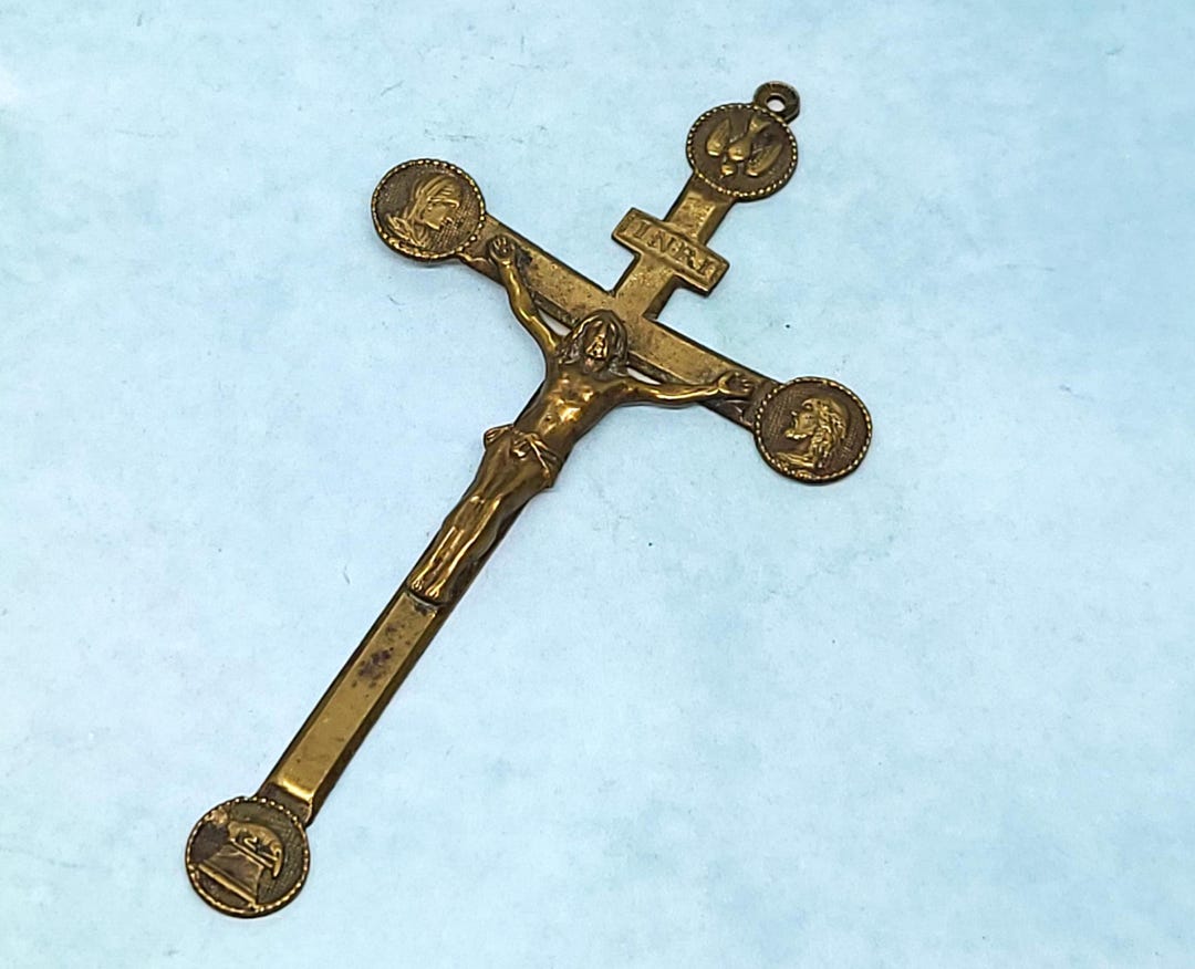 Antique Crucifix Brass French Pectoral Crucifix Souvenir De La Mission ...