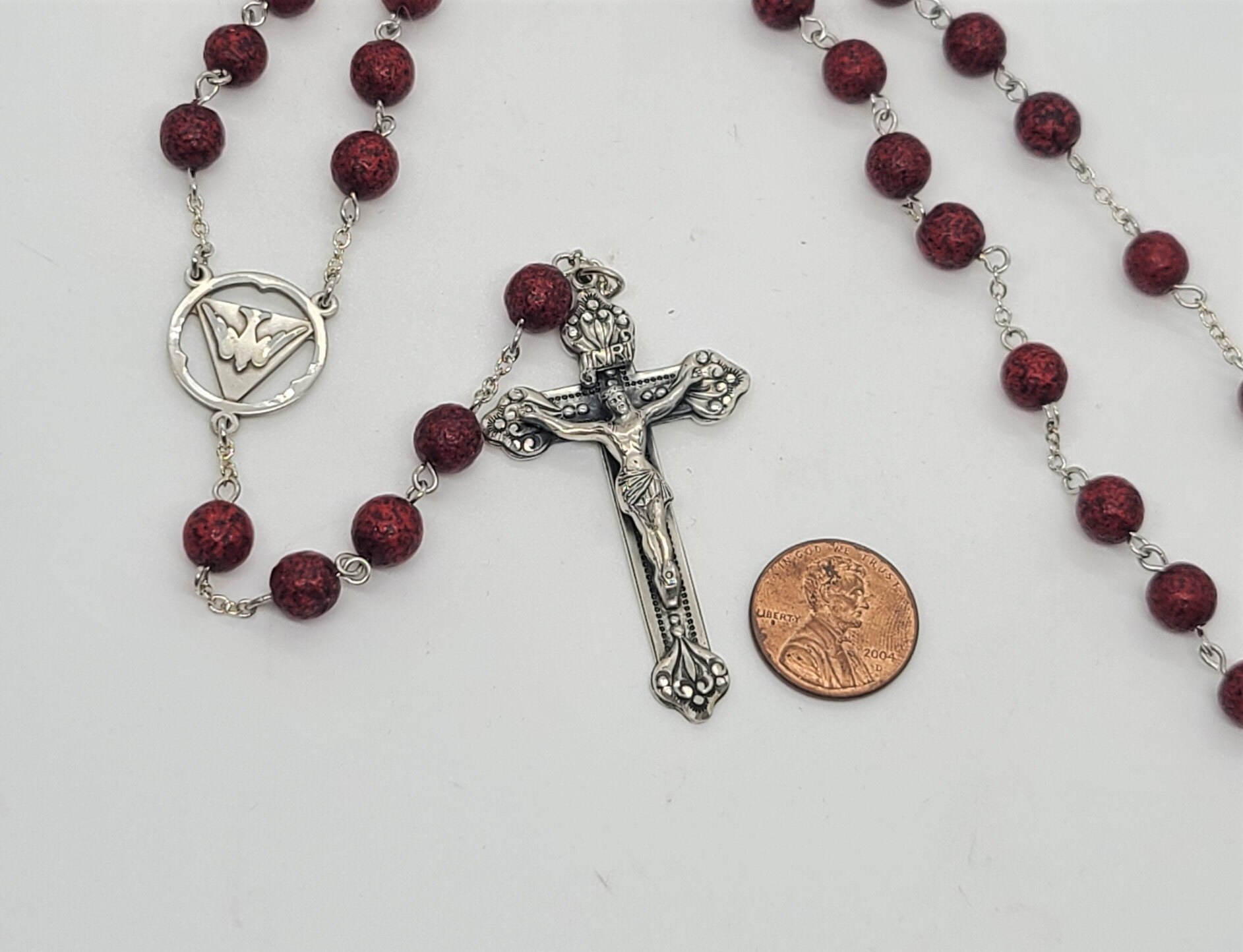 Creed Sterling Silver Rosary Red Stone Beads Prayer Beads - Etsy